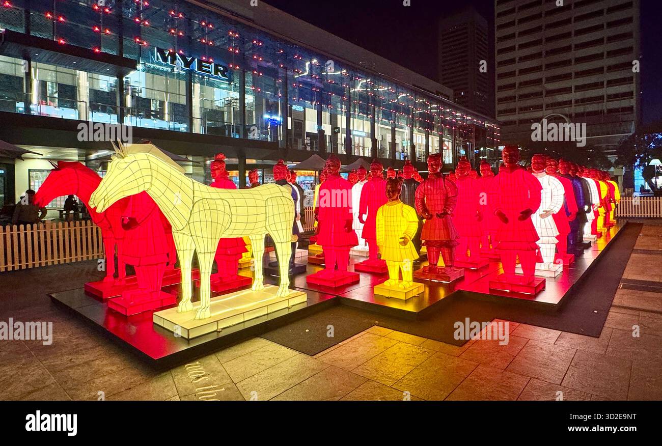 Silk lantern replicas of the Xian terracotta warriors on display ...
