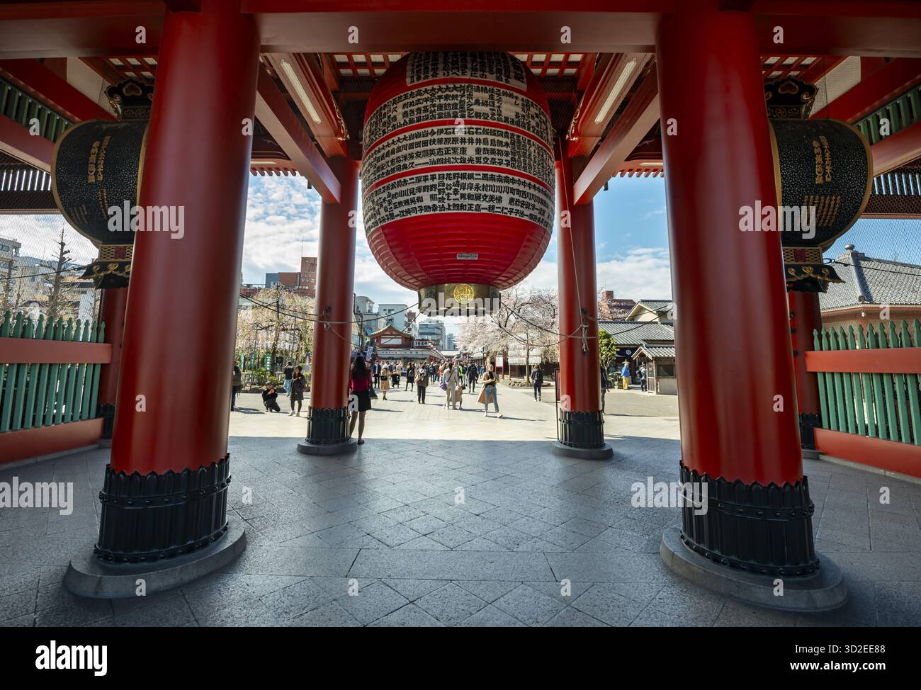 Huge red lantern in the HOzOmon treasure chamber gate of Asakusa Shrine ...