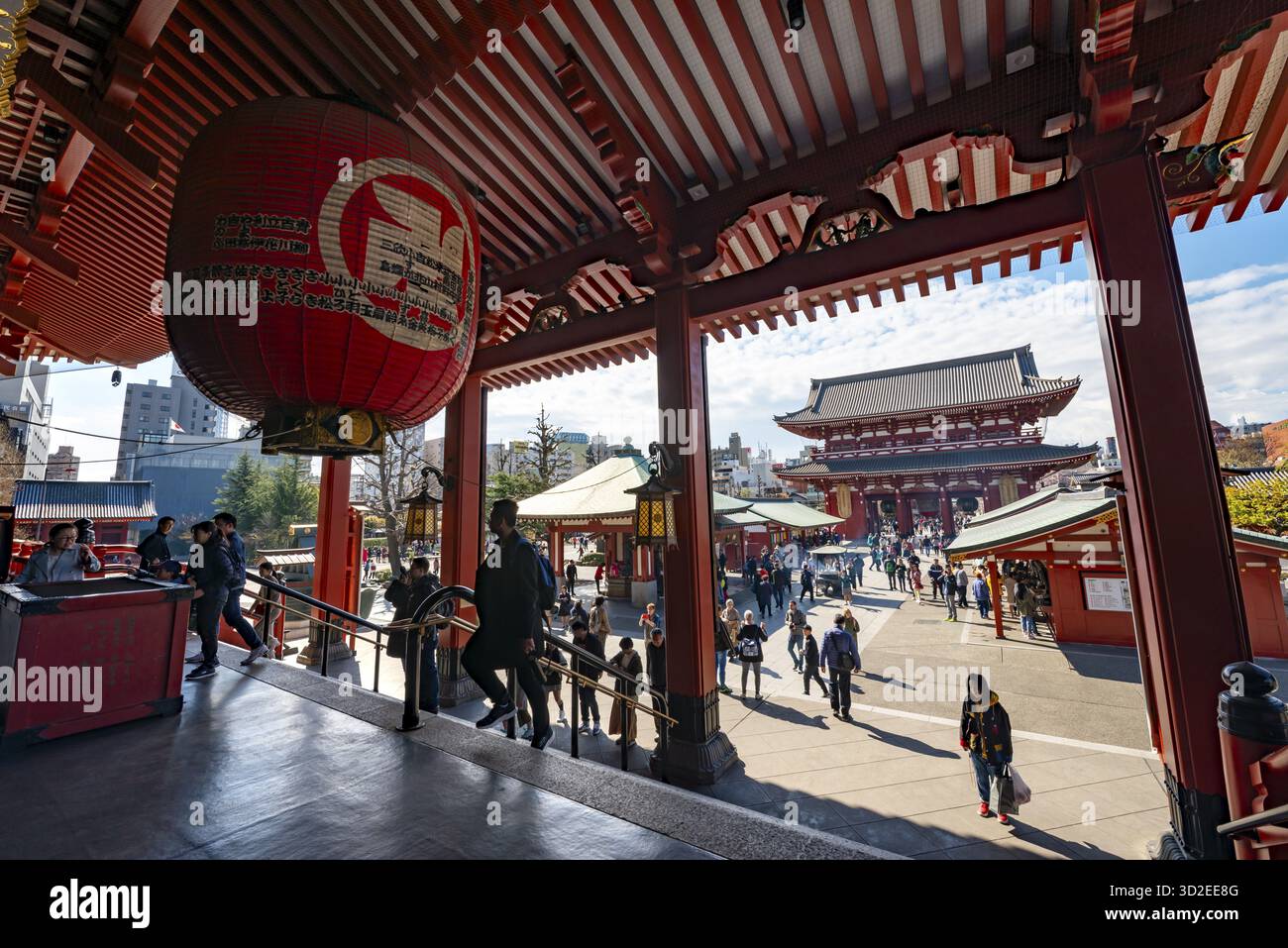 Buddhist temple complex, main hall, Asakusa shrine or SensO-ji temple ...