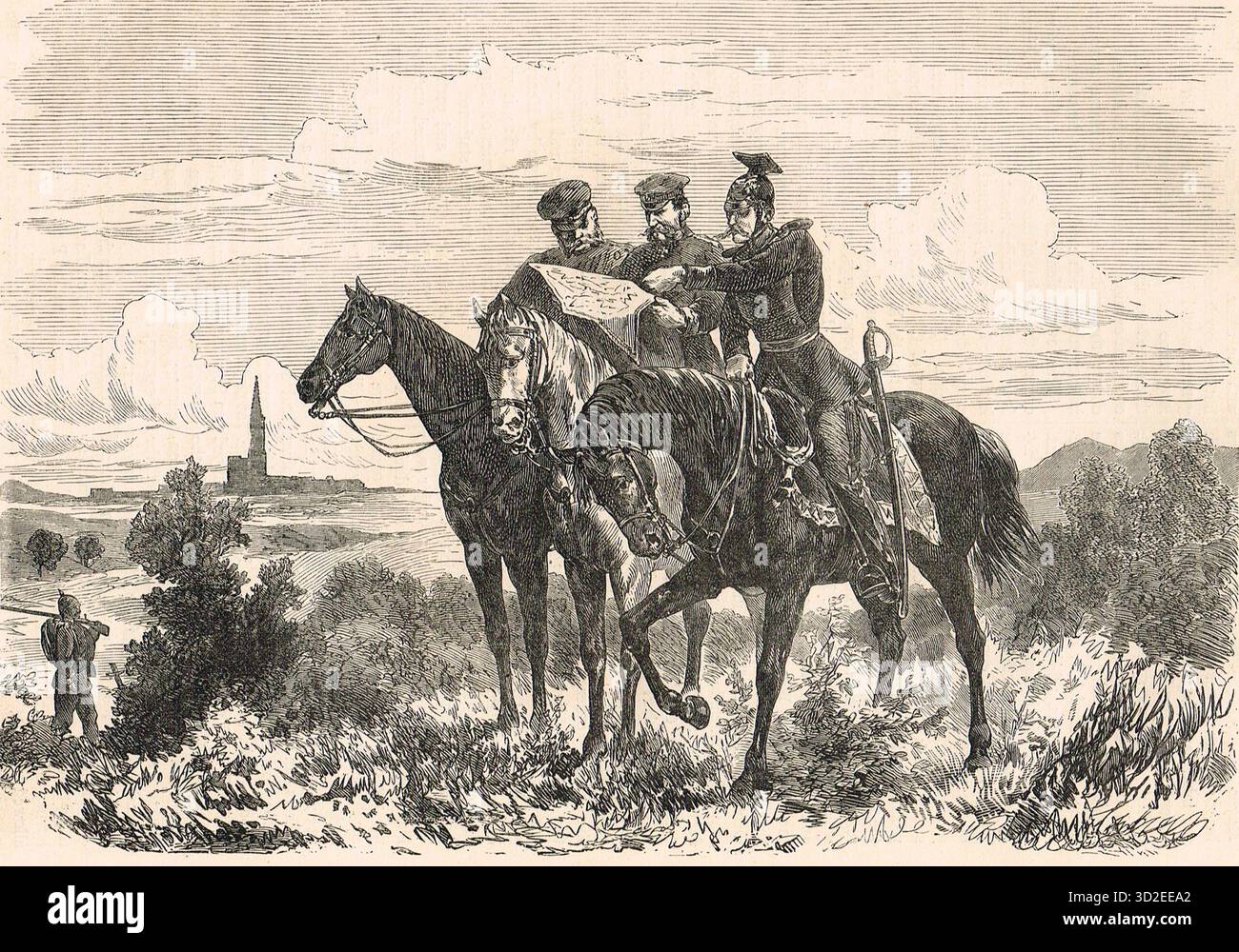 Prussian soldiers reconnoitering around Strasbourg during the Franco ...