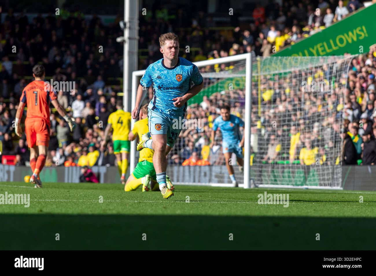 Joe Gelhardt of Hull City celebrates scoring his team's first goal ...