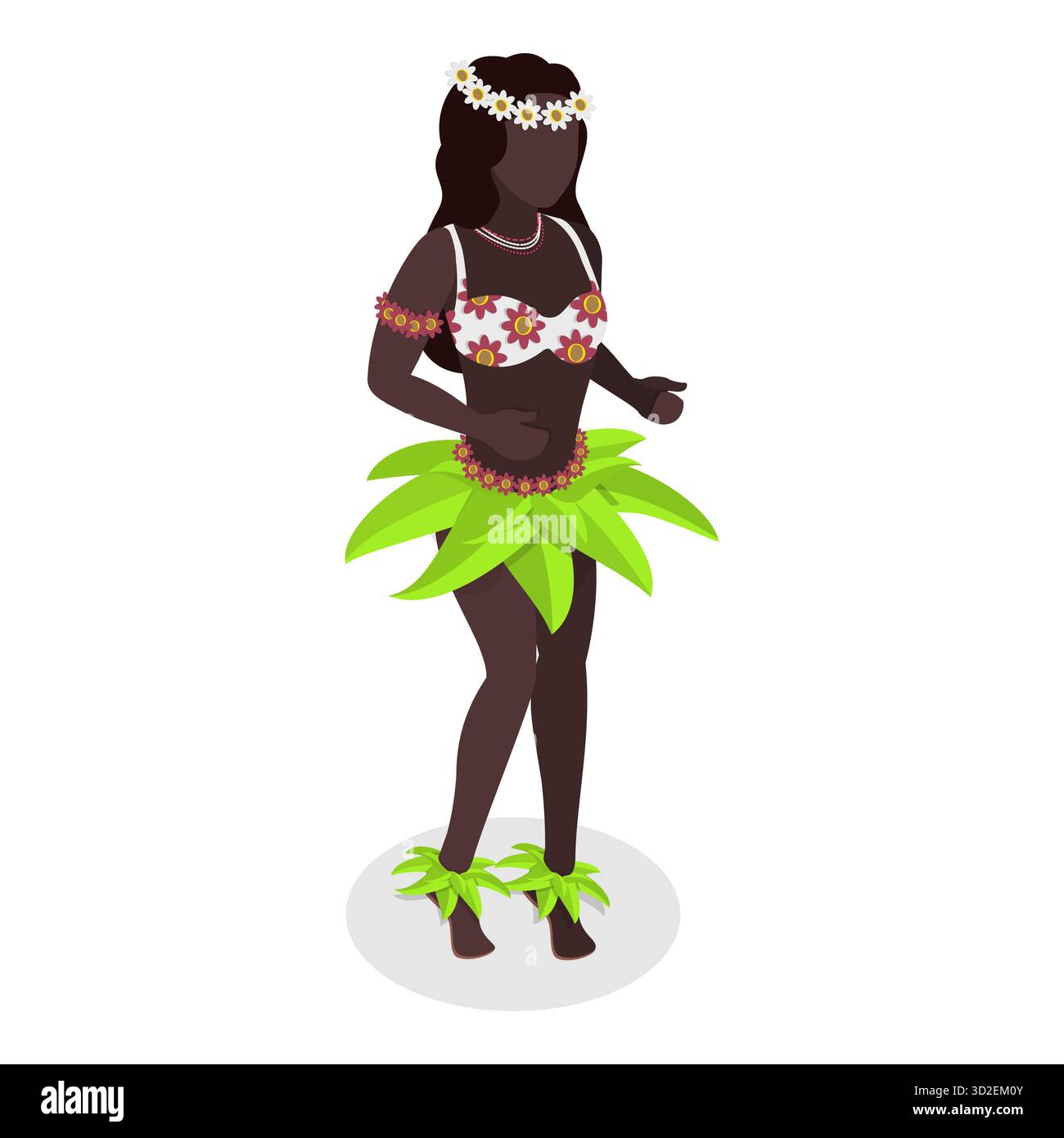 3D Isometric Flat Set of Hawaiian Dancers, Characters in Polynesian ...