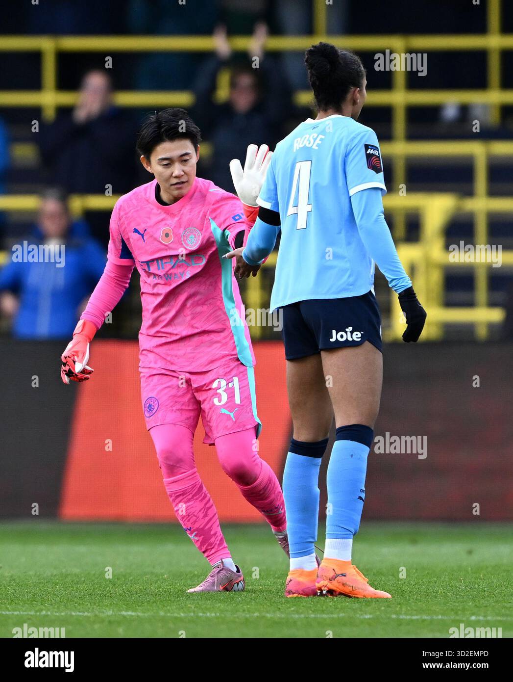 Manchester City goalkeeper Ayaka Yamashita (left) and Jade Rose ...