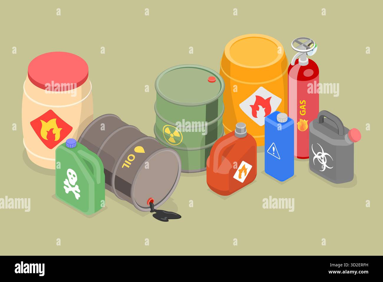 3D Isometric Flat Set of Hazard Toxic Chemical Substances, Dangerous ...