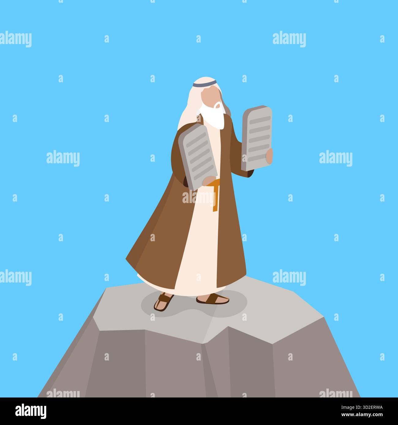 3D Isometric Flat Illustration of Biblical Story, Moses with the ...
