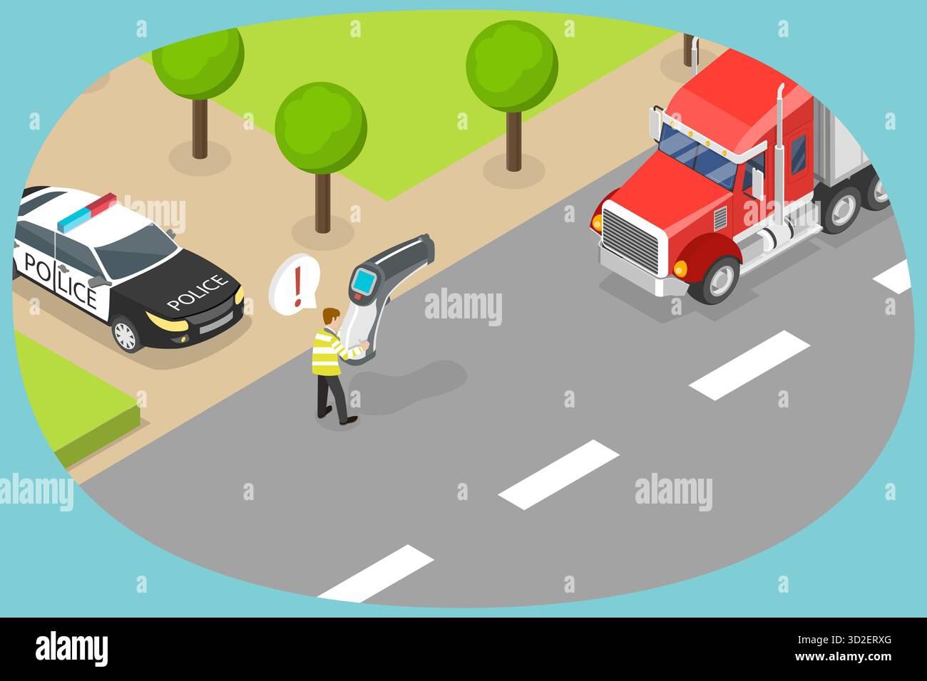 3D Isometric Flat Conceptual Illustration of Speed Radar On Highway ...