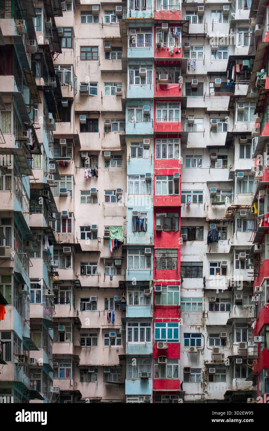 The iconic, colorful facades of densely packed residential towers ...