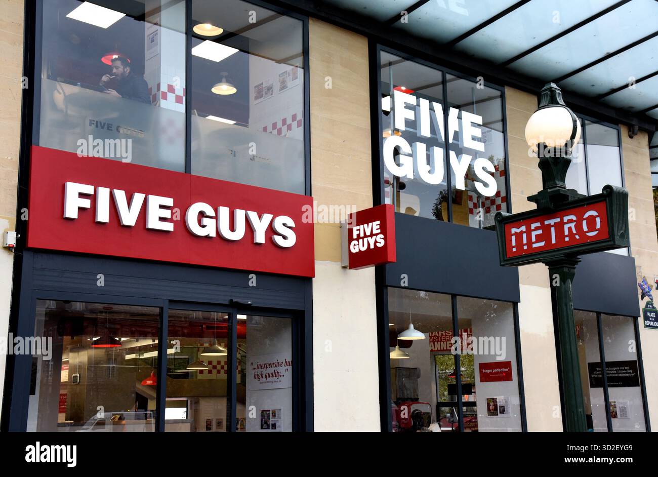 Five Guys, fast-food restaurant illustration at Place de la Republique ...