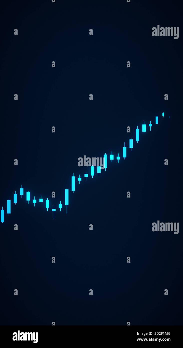 Blue rising stock market chart, making money, market data. Blue rising ...