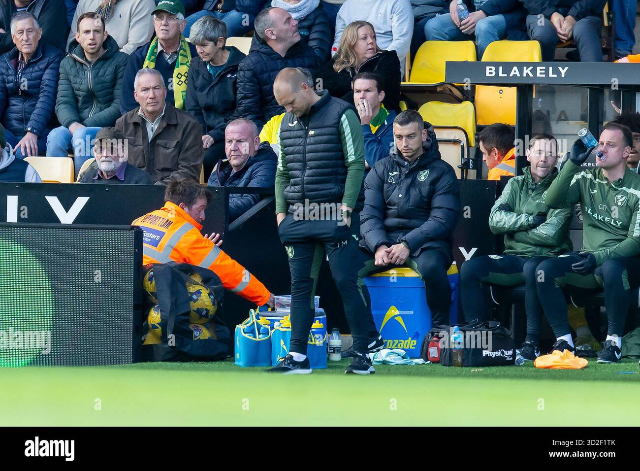 Norwich City Manager, Liam Manning, looks dejected during the Sky Bet ...