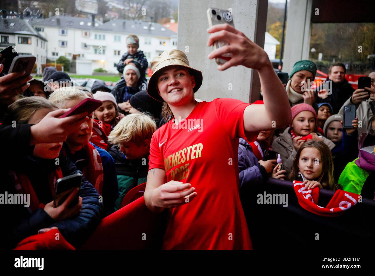 Bergen 20251101. Brann's Signe Gaupset celebrates after the football ...