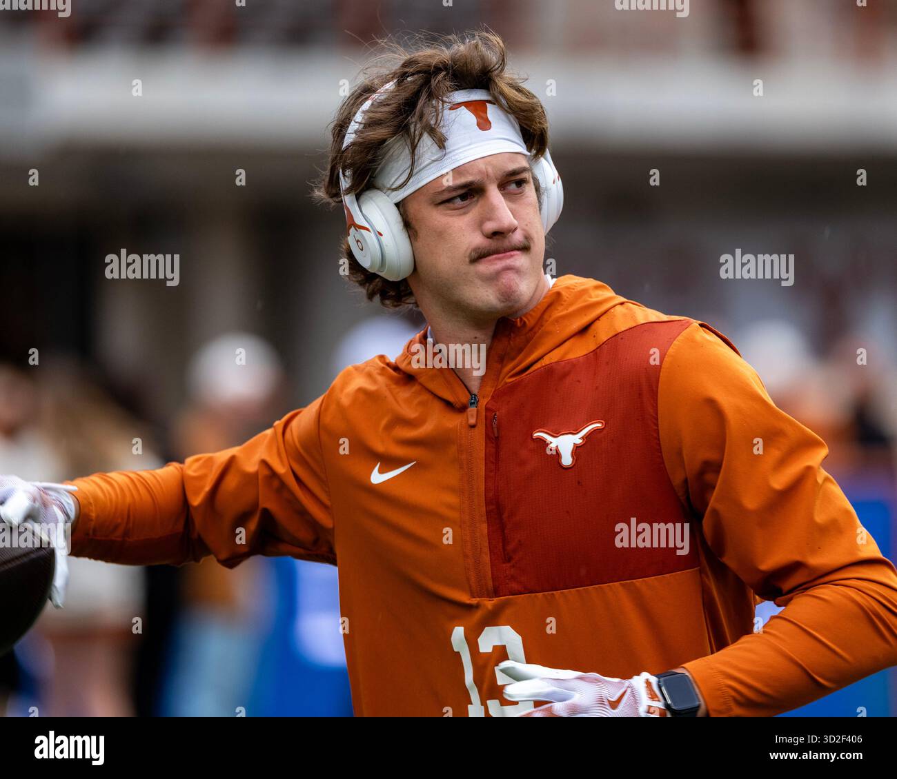 Nov 1, 2025. Parker Livingstone (13) of the Texas Longhorns during pre ...
