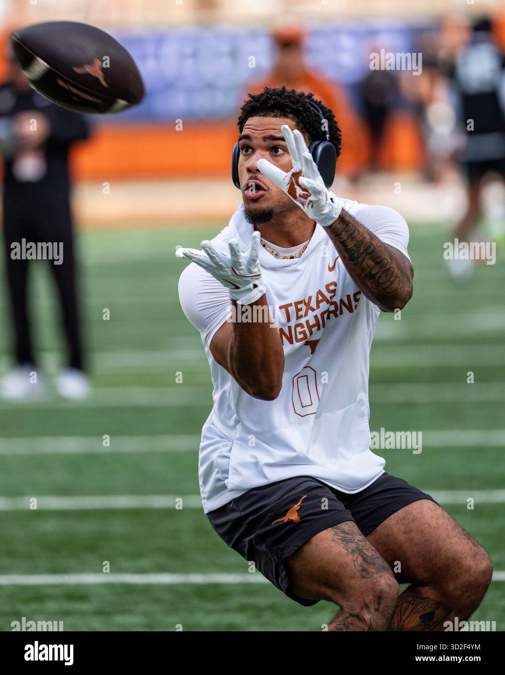 Nov 1, 2025. DeAndre Moore Jr (0) of the Texas Longhorns during pre ...