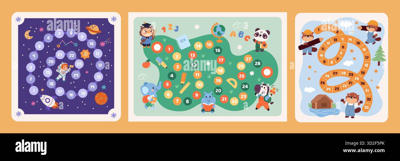 Kids step by step games. Funny designs board games for children ...