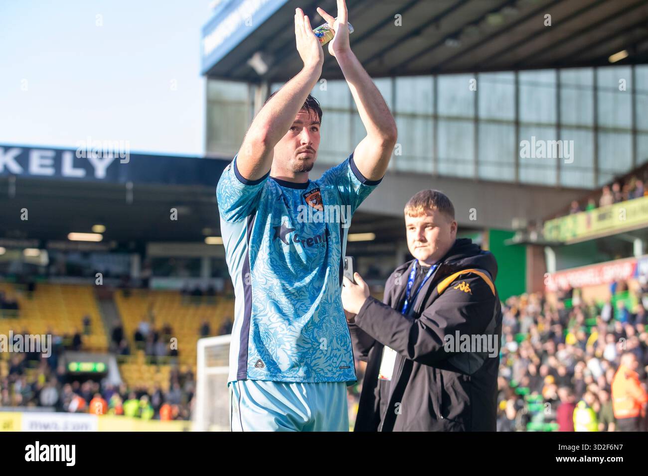 Charlie Hughes of Hull City applauds their supporters after the Sky Bet ...