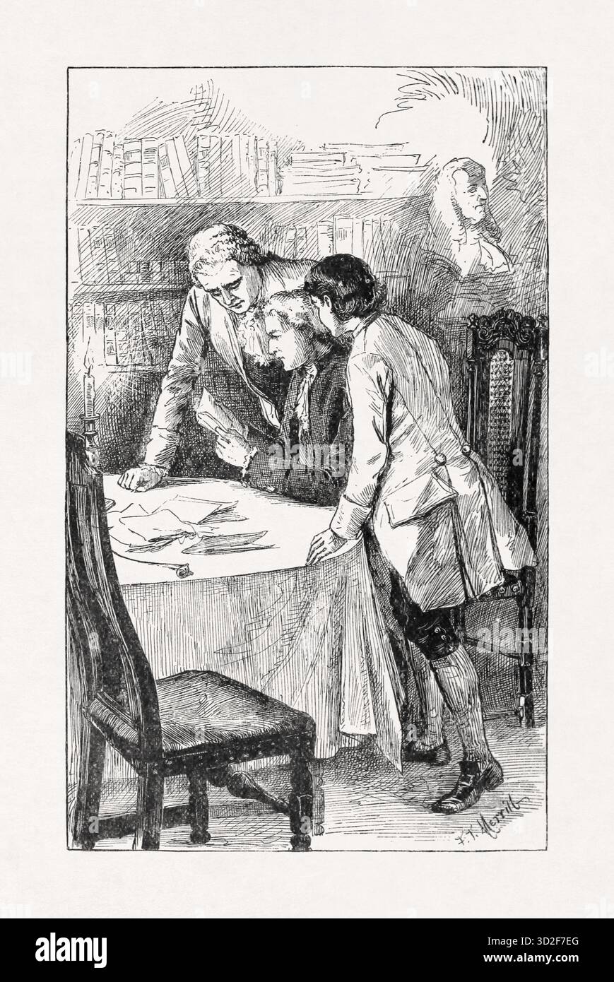 Black and white etching by Frank Thayer Merrill from Treasure Island by ...