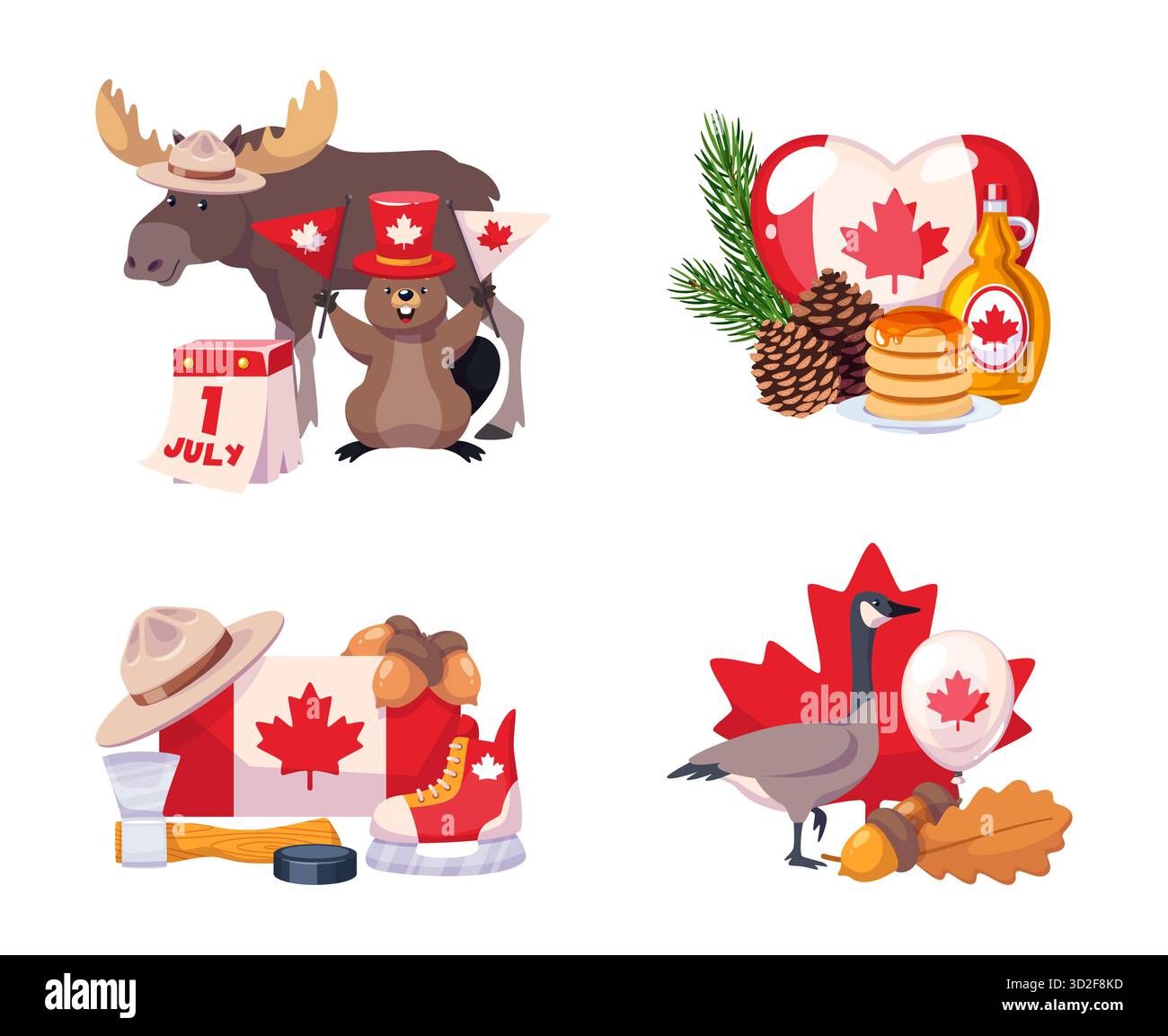 Canada elements compositions. Cartoon traditional objects groups ...