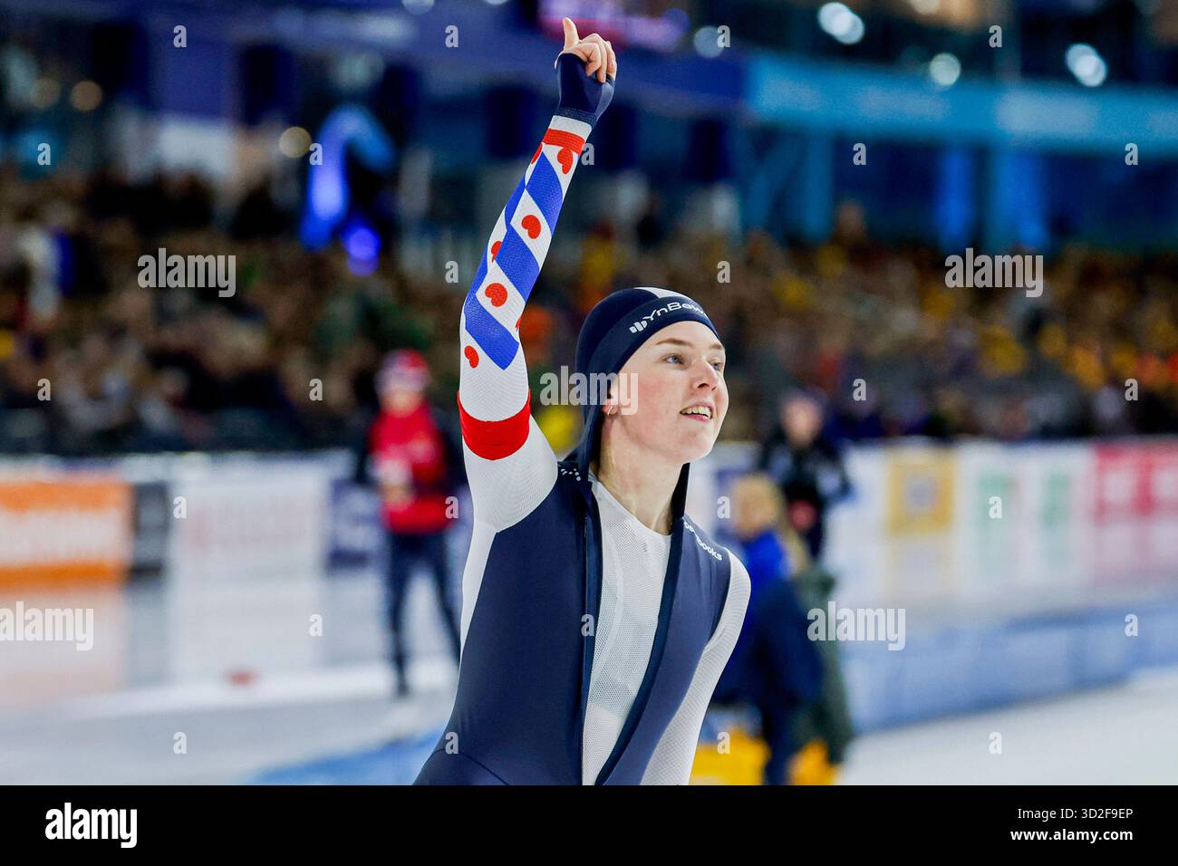 Myrthe de Boer of the Netherlands and Development Team Fryslân competing on the Women's 500m on ...