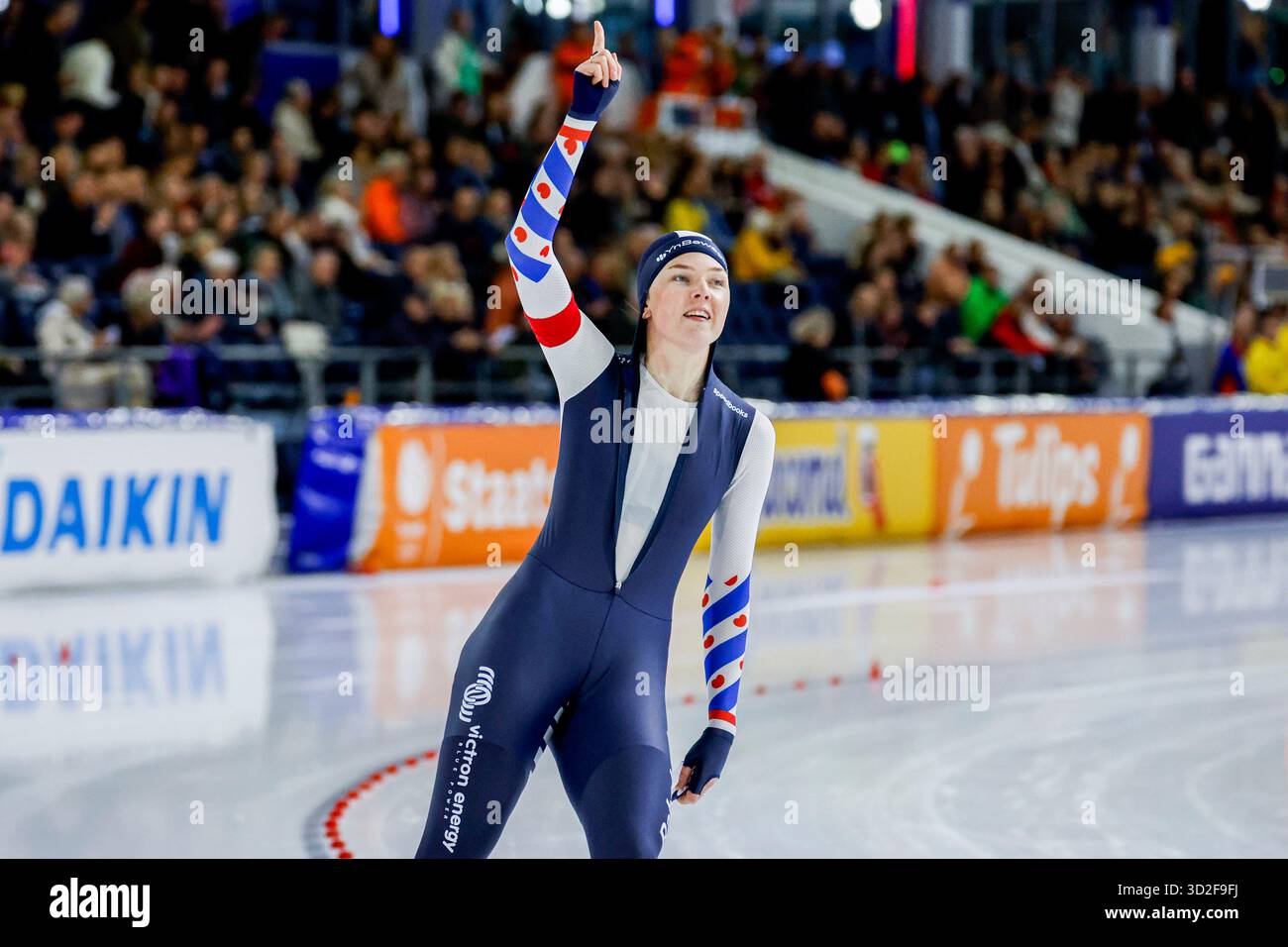 Myrthe de Boer of the Netherlands and Development Team Fryslân competing on the Women's 500m on ...