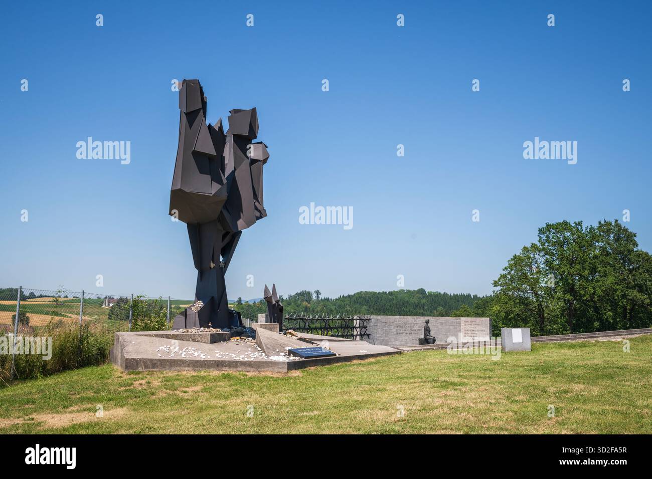 Mauthausen, Austria - June 30, 2019: Jewish Memorial sculpture, a seven ...