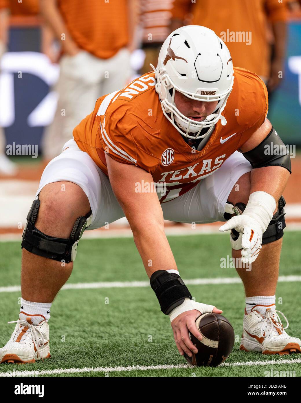 Nov 1, 2025. Connor Robertson (62) of the Texas Longhorns during pre ...