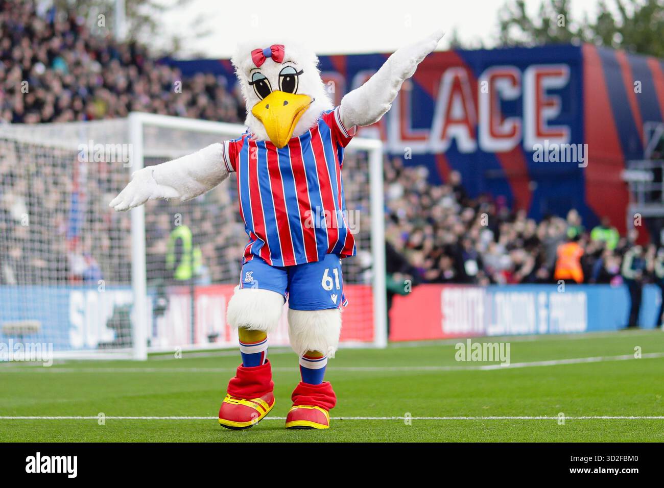 The female Crystal Palace eagle mascot during the Premier League game ...