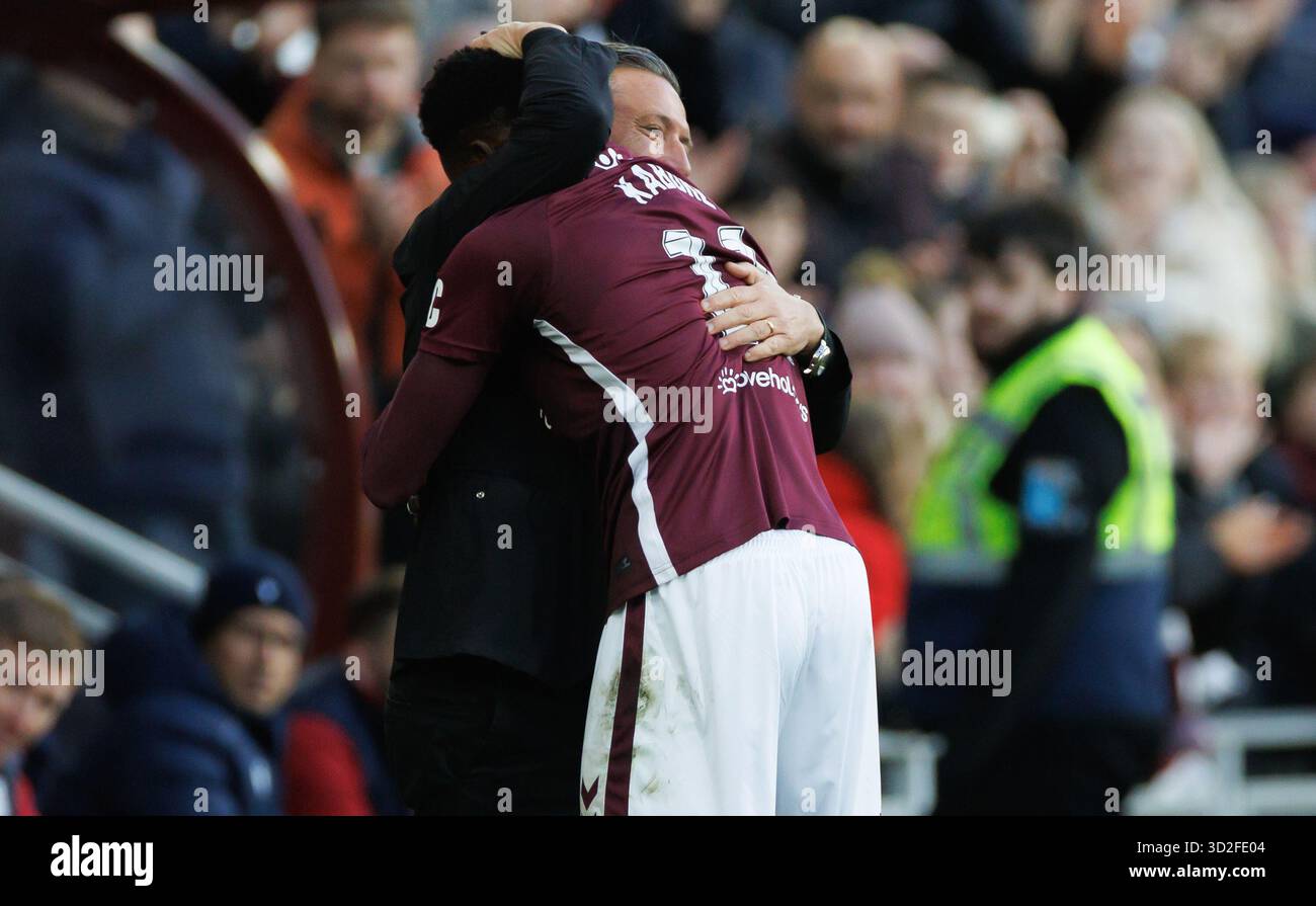 Heart of Midlothian's Landry Kabore celebrates scoring his side's ...