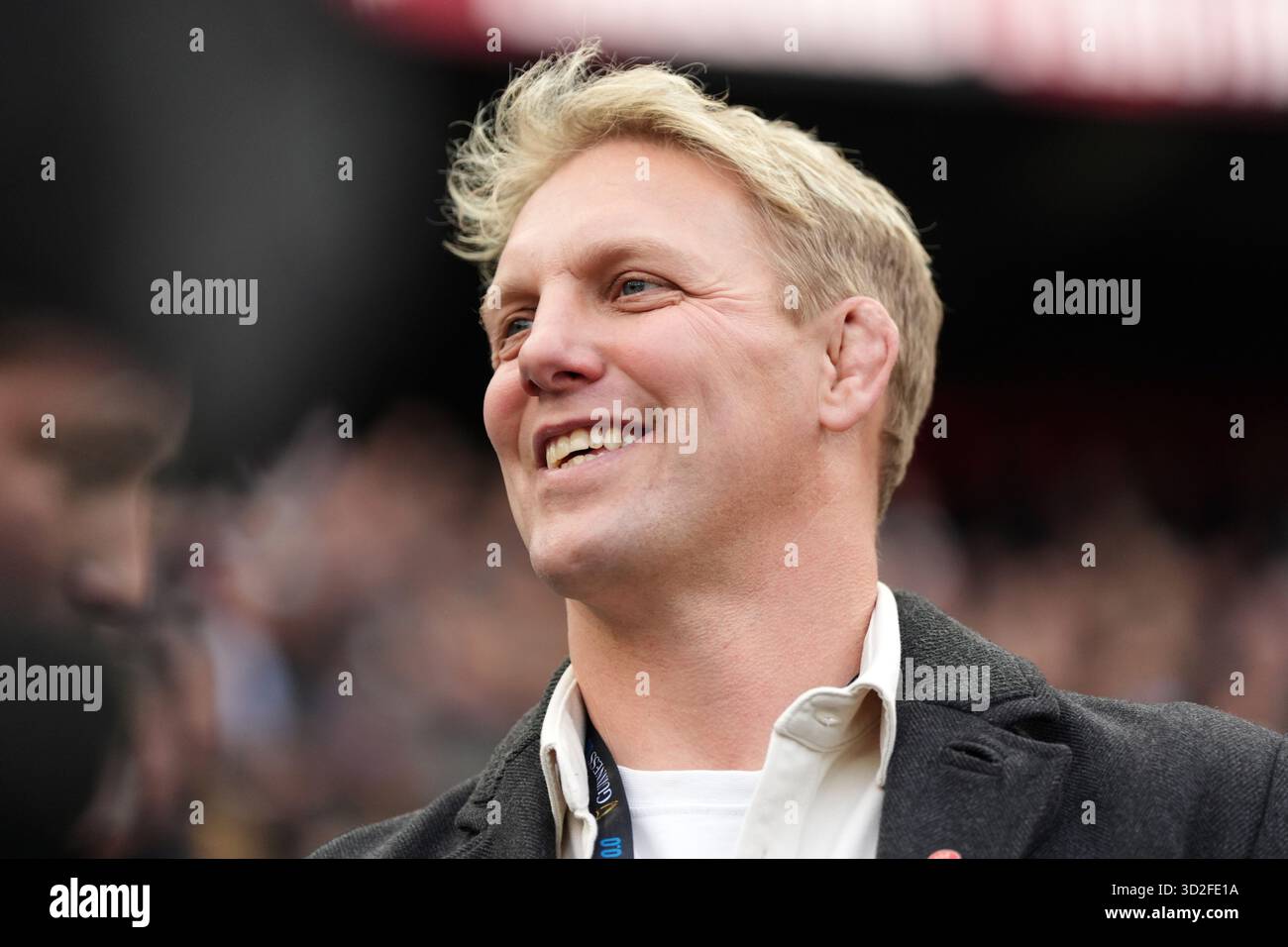 Former England Rugby player Lewis Moody after presenting the match ball ...