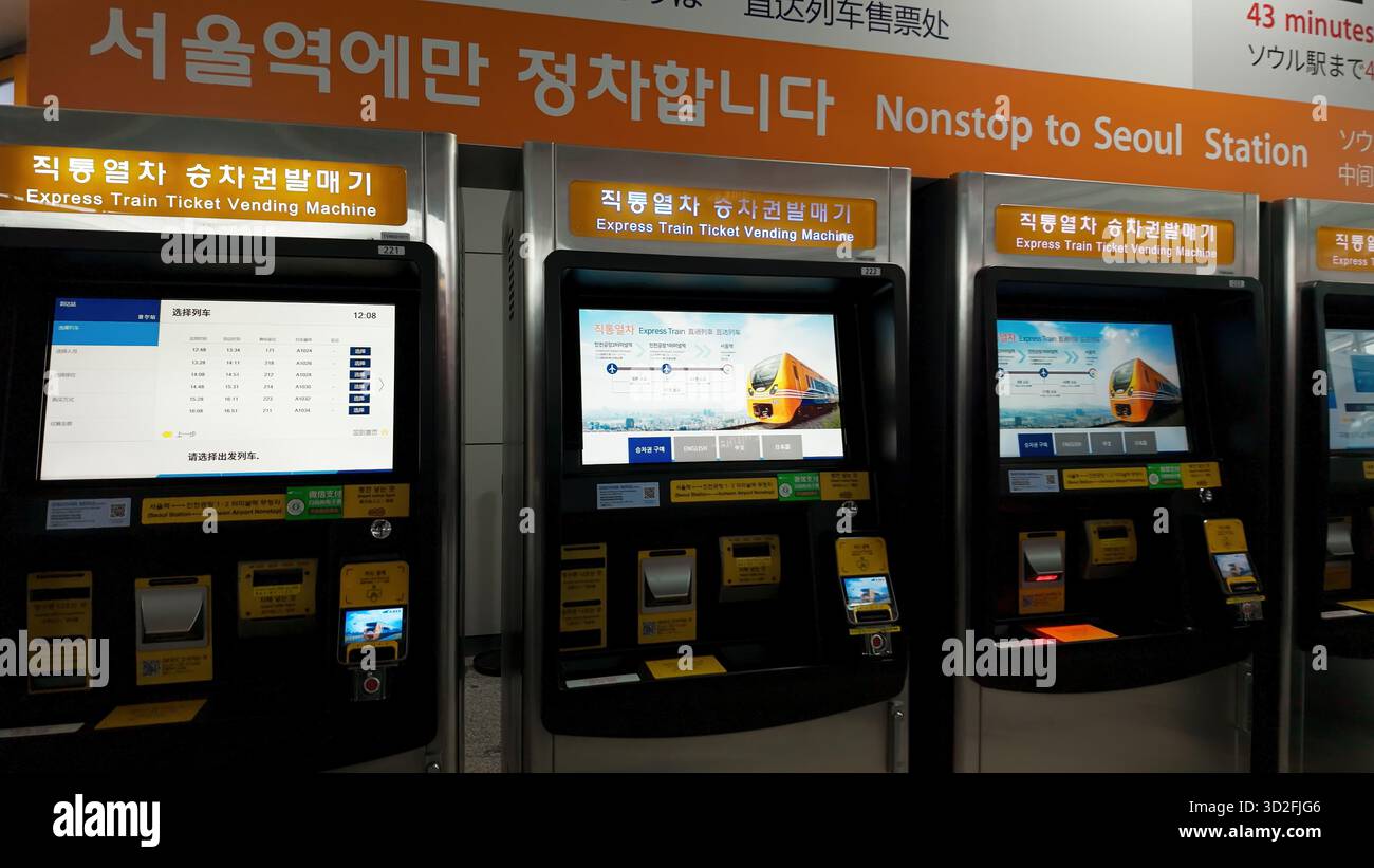 SEOUL, SOUTH KOREA - OCTOBER 11, 2025 - AREX express train ticket ...