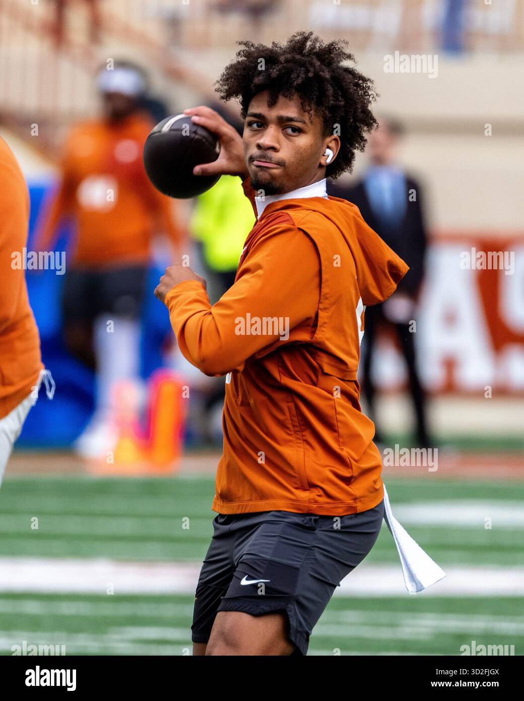 Nov 1, 2025. Karle Lacey Jr (8) of the Texas Longhorns during pre game ...