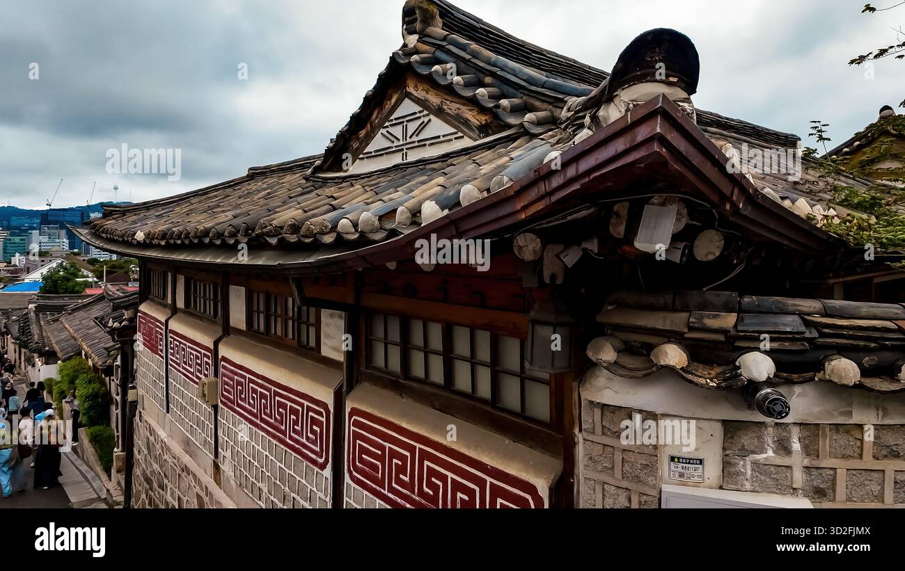 SEOUL, SOUTH KOREA - OCTOBER 11, 2025 - Traditional hanok houses lining ...