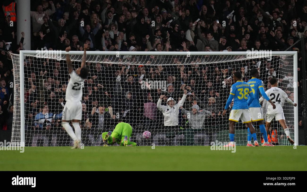 Fulham's Harry Wilson (not in picture) scores his side second goal ...