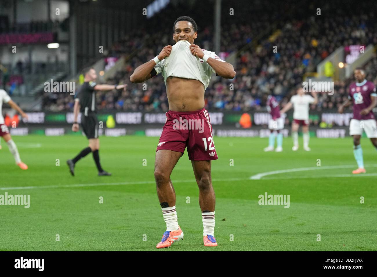 Arsenal's Jurrien Timber reacts during the English Premier League ...