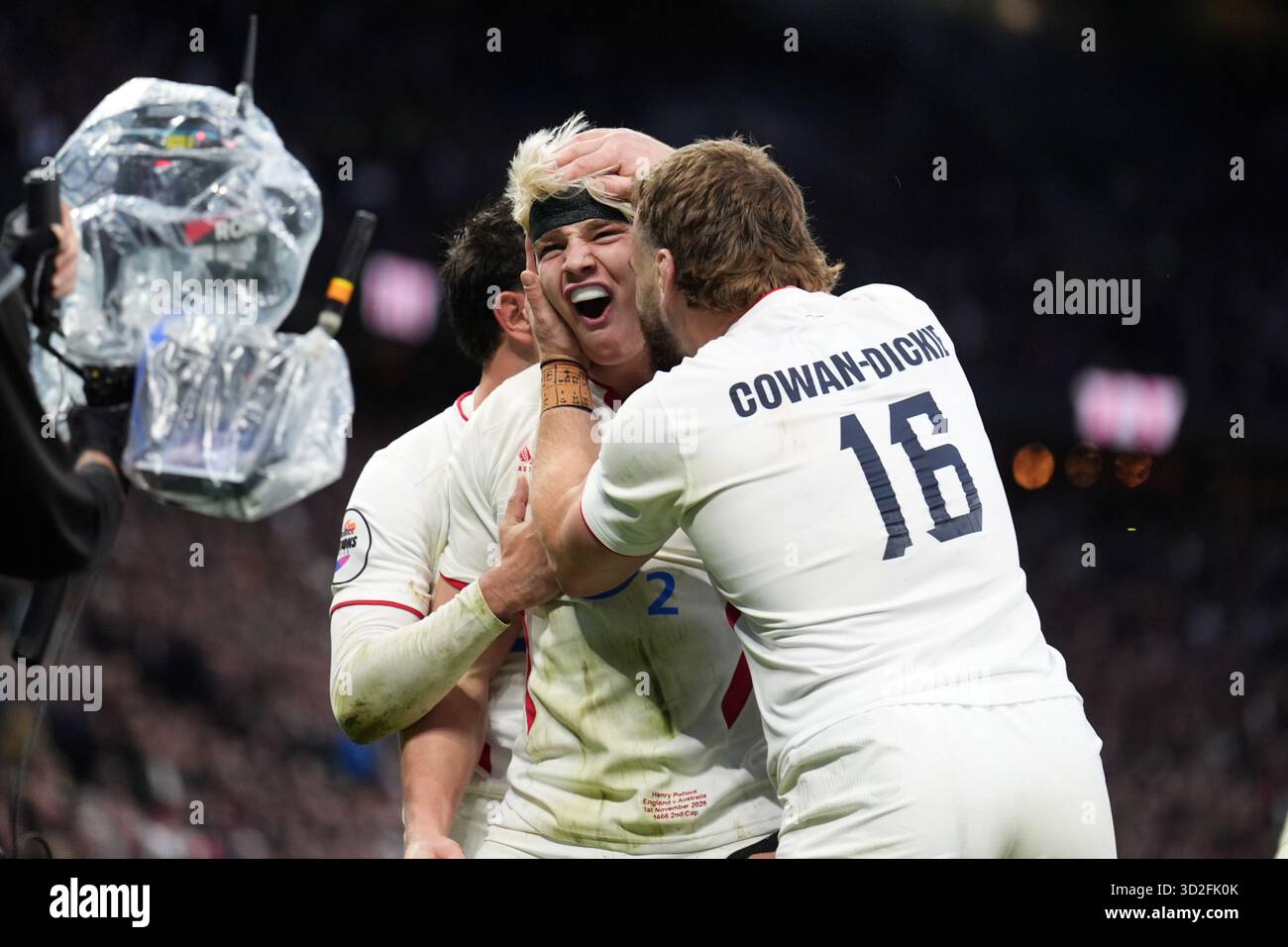 England’s Henry Pollock (centre) celebrates scoring his sides second ...