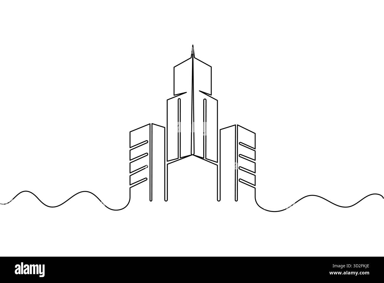 Office architecture continuous one line minimalist vector illustration ...