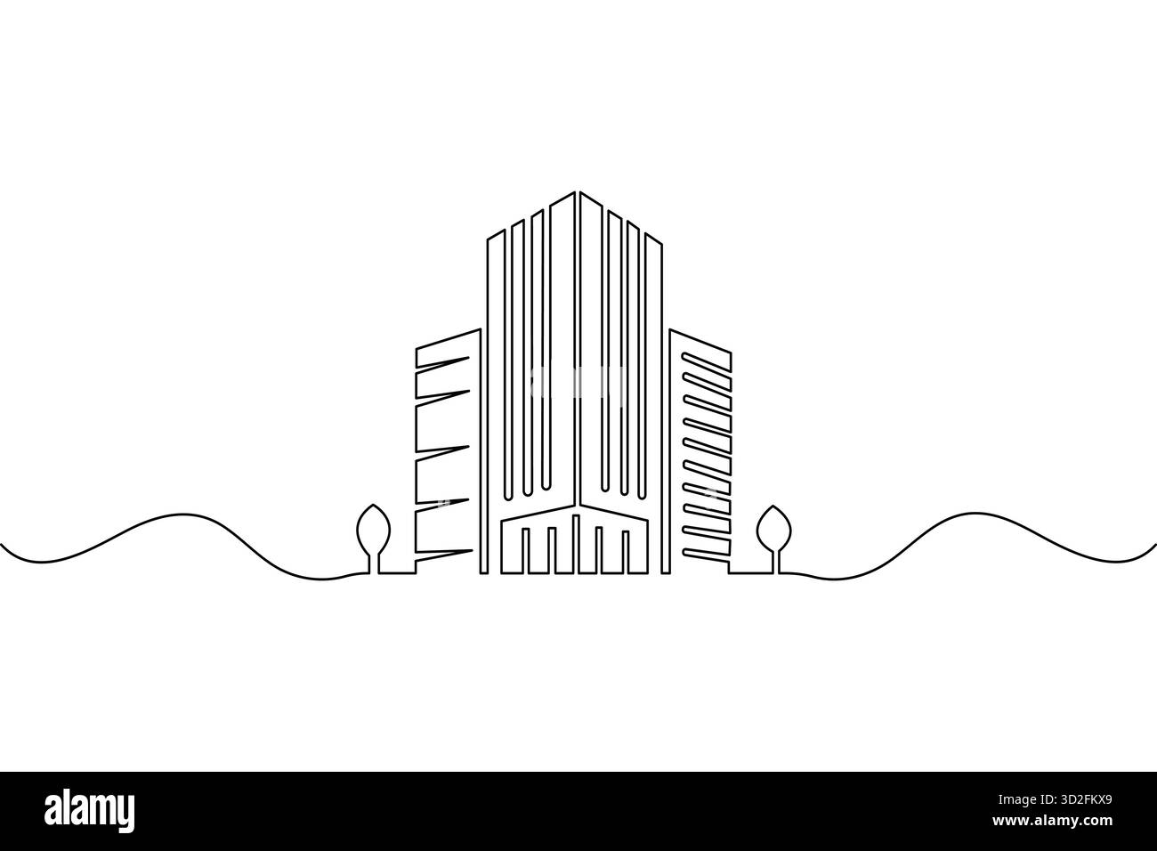 Office architecture continuous one line minimalist vector illustration ...