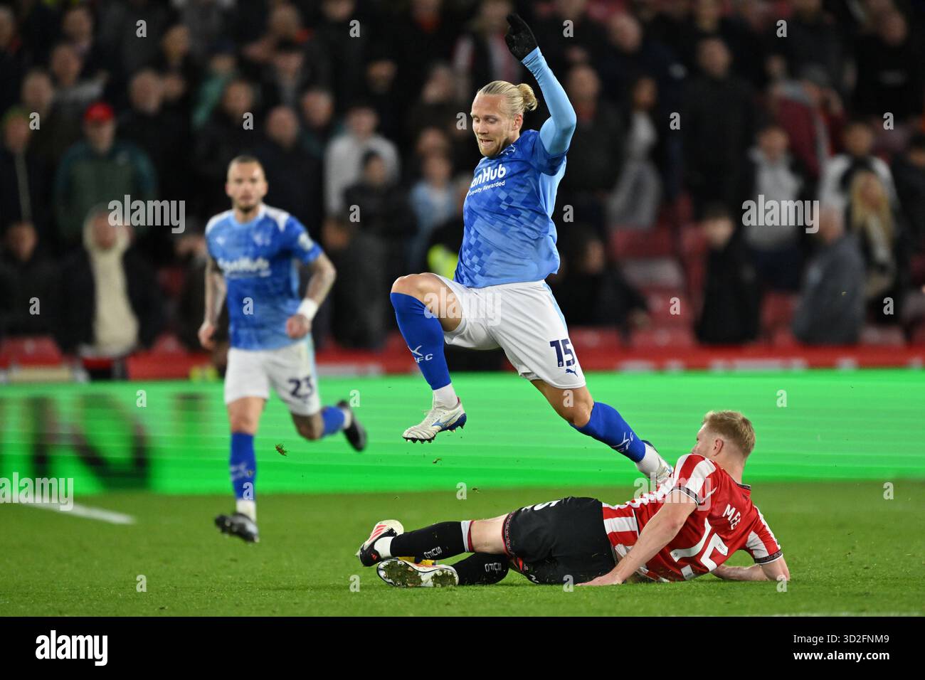 Derby County's Lars-Jorgen Salvesen (left) and Sheffield United's Ben ...