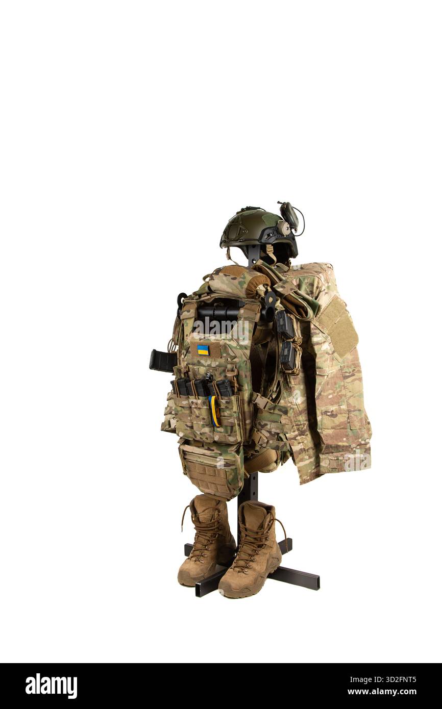 Army boots and helmet Cut Out Stock Images & Pictures - Alamy