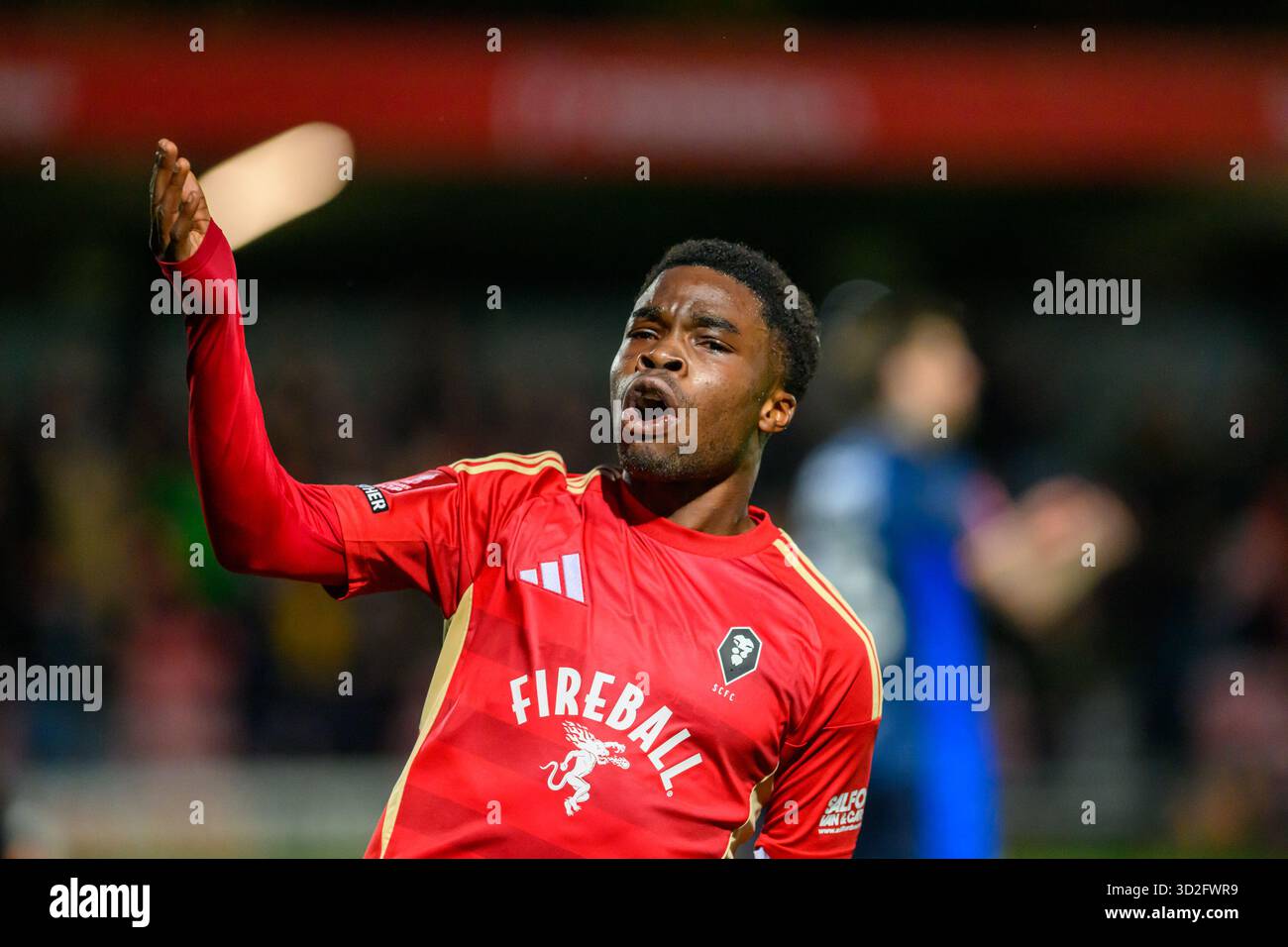 Kelly Nmai of Salford City FC celebrates scoring his side's first goal ...