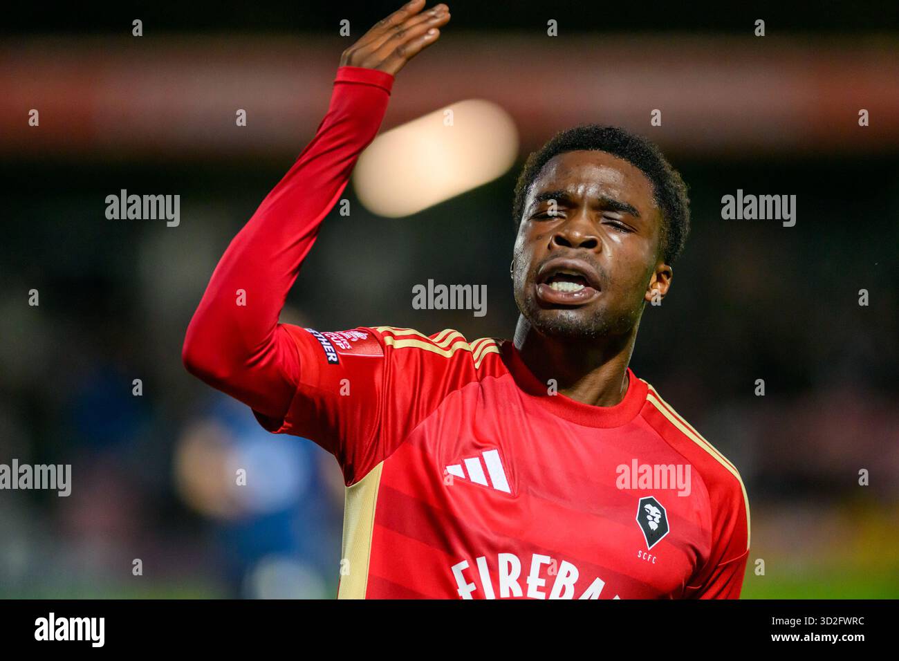 Kelly Nmai of Salford City FC celebrates scoring his side's first goal ...