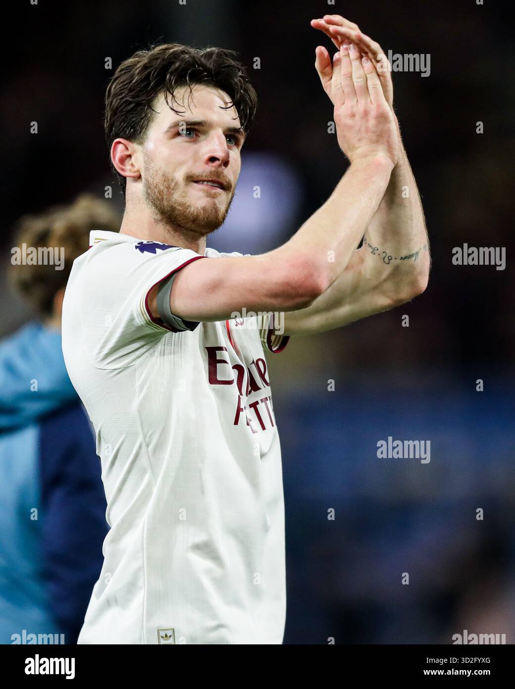 Declan Rice of Arsenal celebrates 0-2 win after the Premier League ...