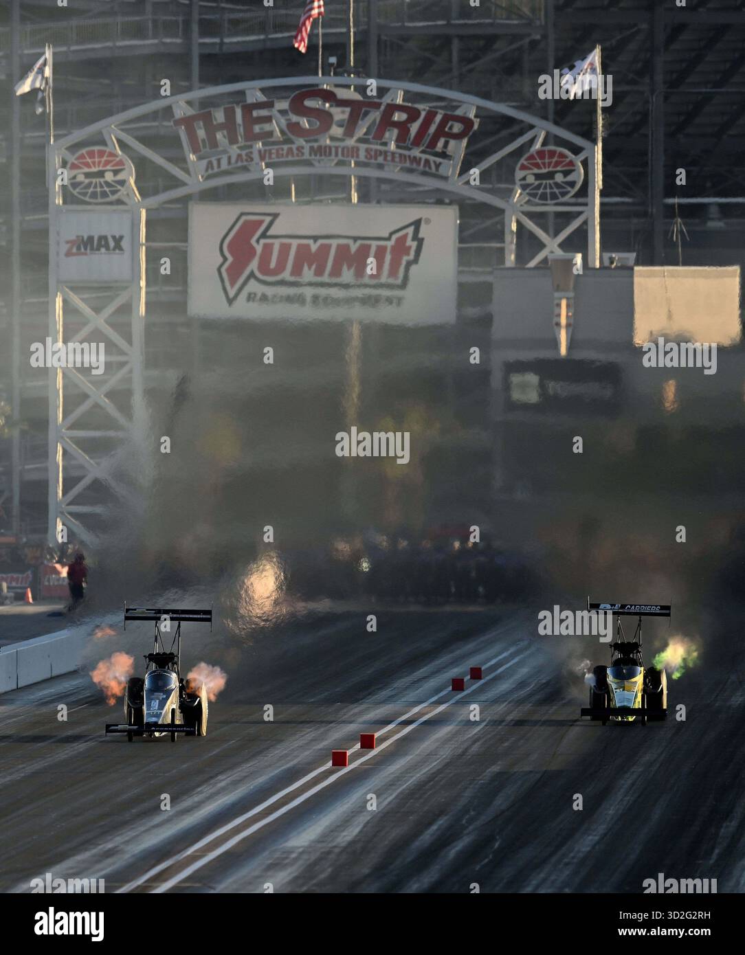 LAS VEGAS, NV - OCTOBER 31: Top Fuel drivers Brittany Force, left, and ...