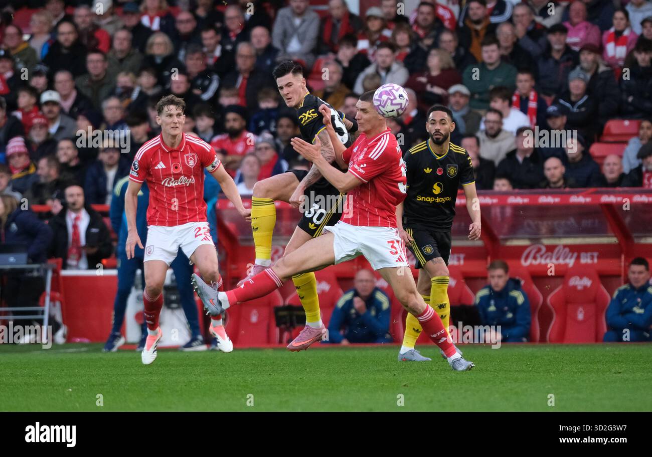 Nottingham, UK. 01st Nov, 2025. Nikola Milenkovic of Nottingham Forest ...