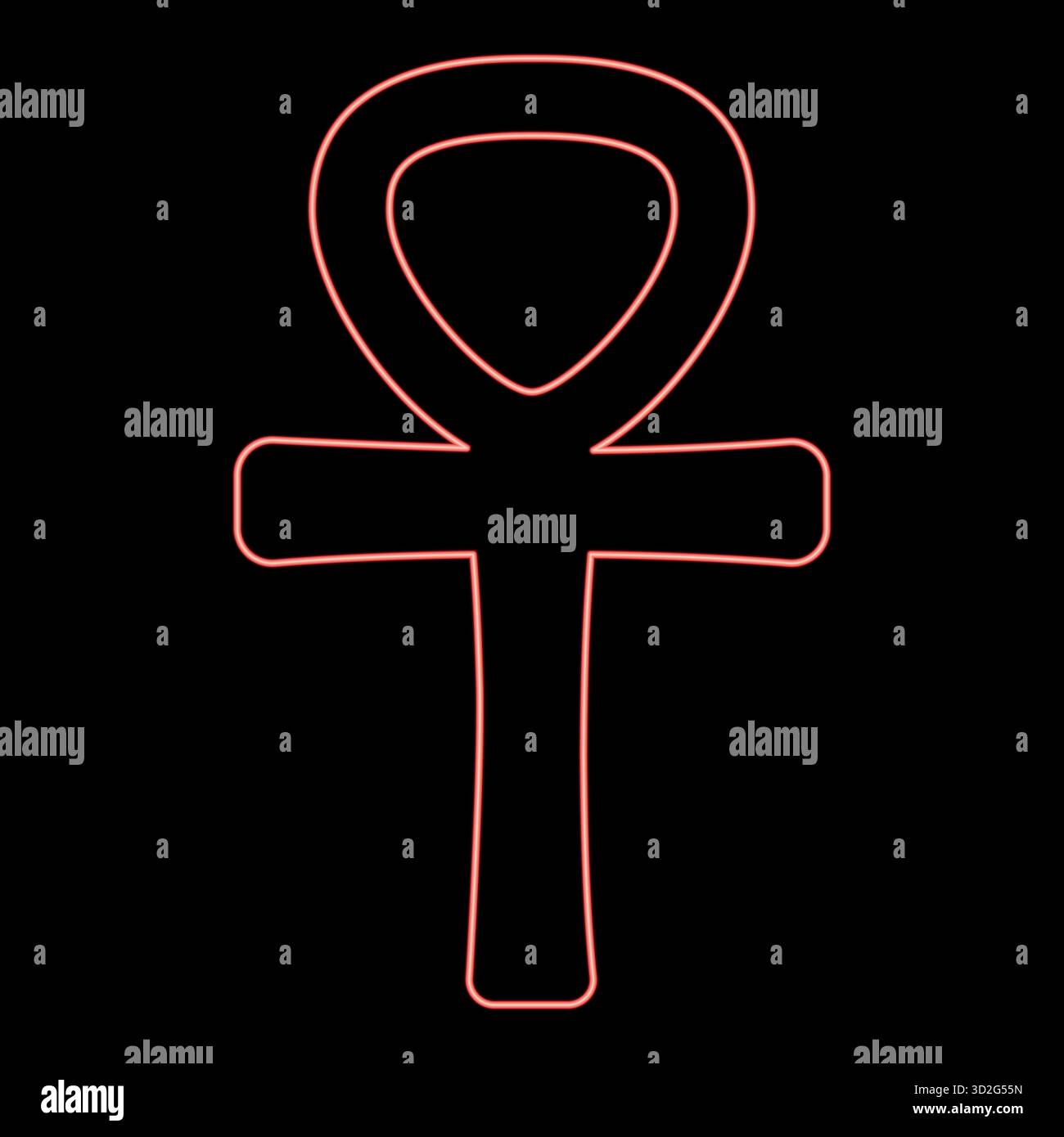 Neon ankh Coptic cross ancient Egyptian religious symbol red color ...