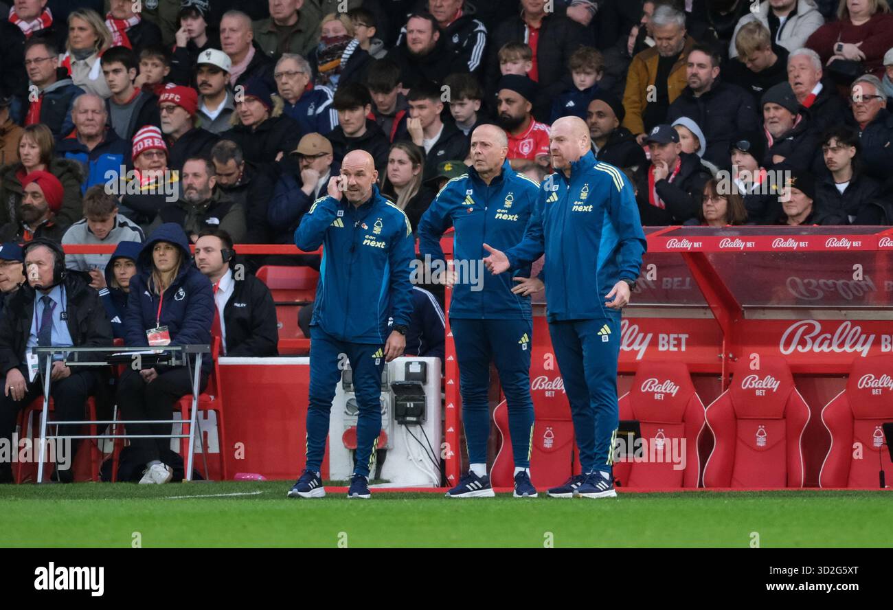 Nottingham Forest Head Coach Sean Dyche and coaches Steve stone, Ian ...
