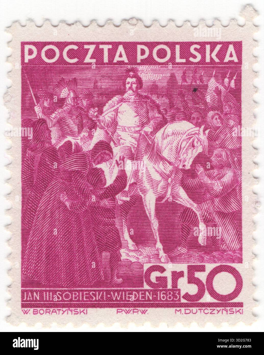 POLAND — 1938 November 11: 50 grosz bright red-violet postage stamp ...