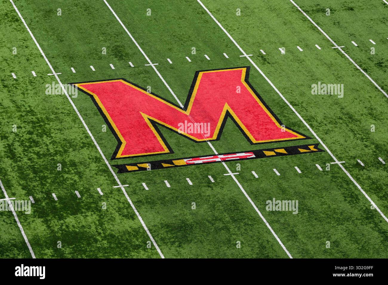 November 01, 2025: The UMD logo displayed on the field during the ...