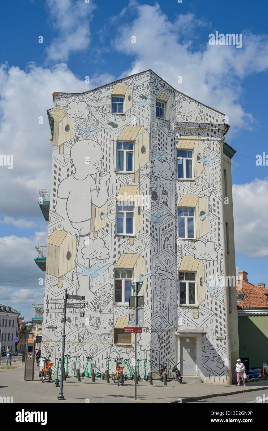 Wandgemälde Mibio, italienischer Straßenkünstler Francesco Camillo ...