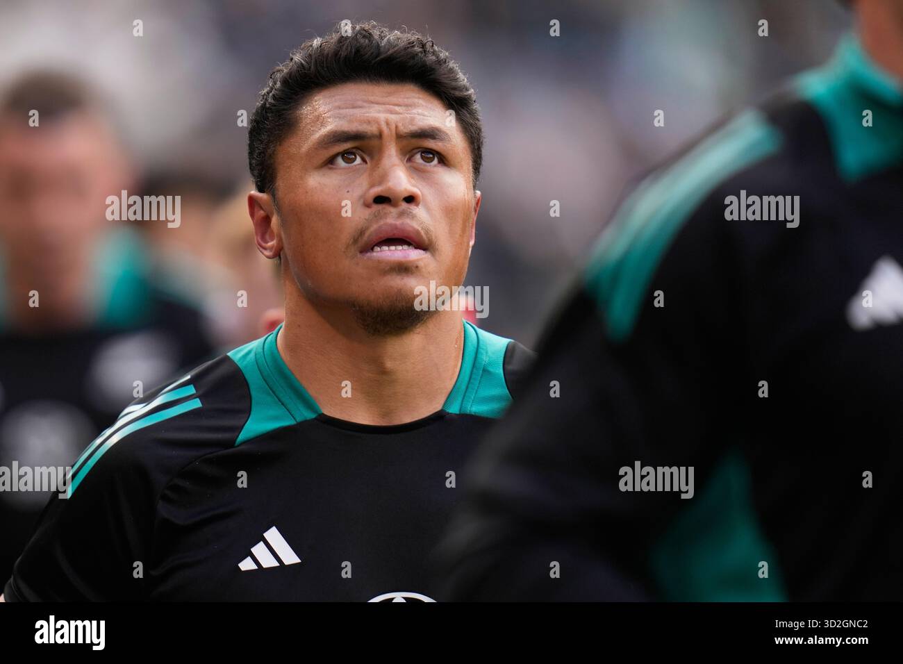 New Zealand's Caleb Clarke warms up ahead of the rugby international ...