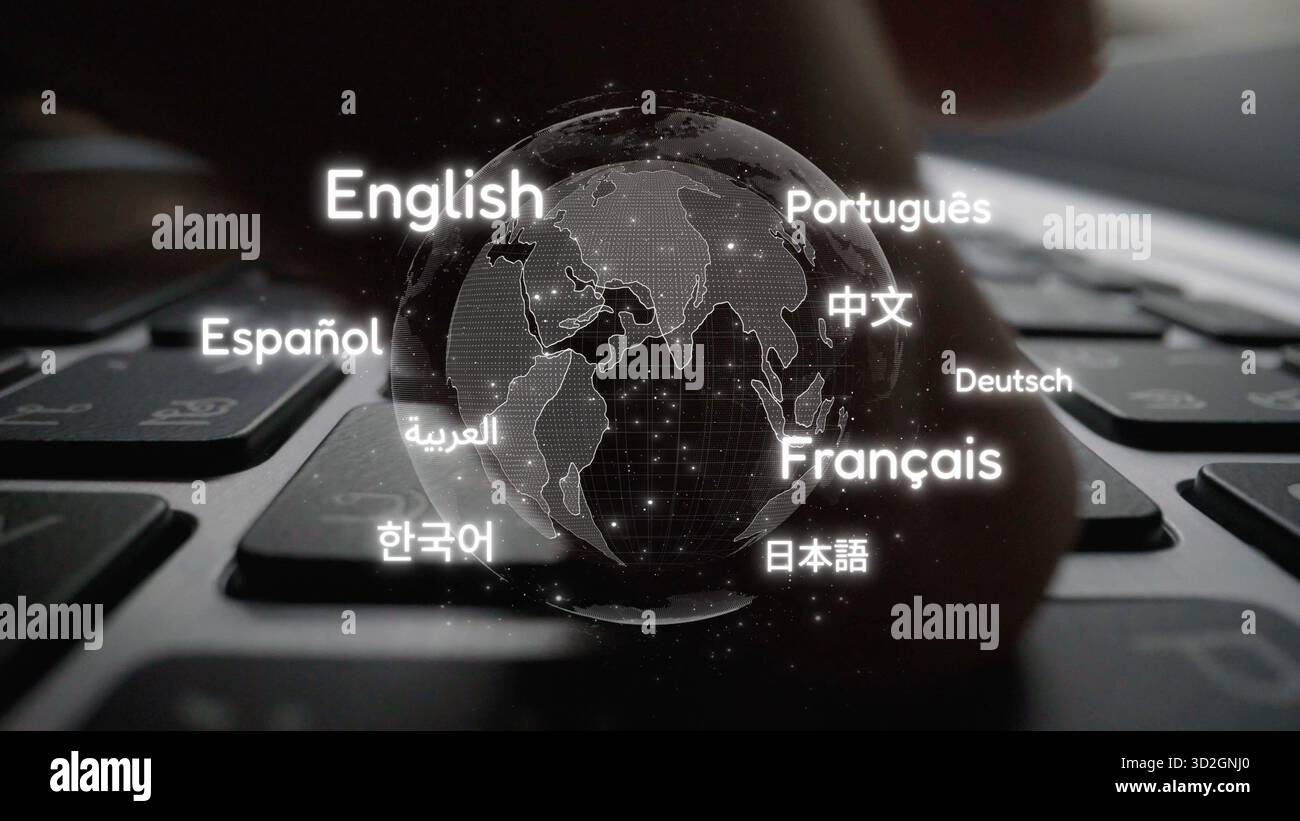 Global communication with multiple languages, digital translation tools ...